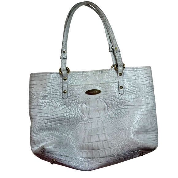 Brahmin | Bags | Brahmin White Crocembossed Tote | Poshmark